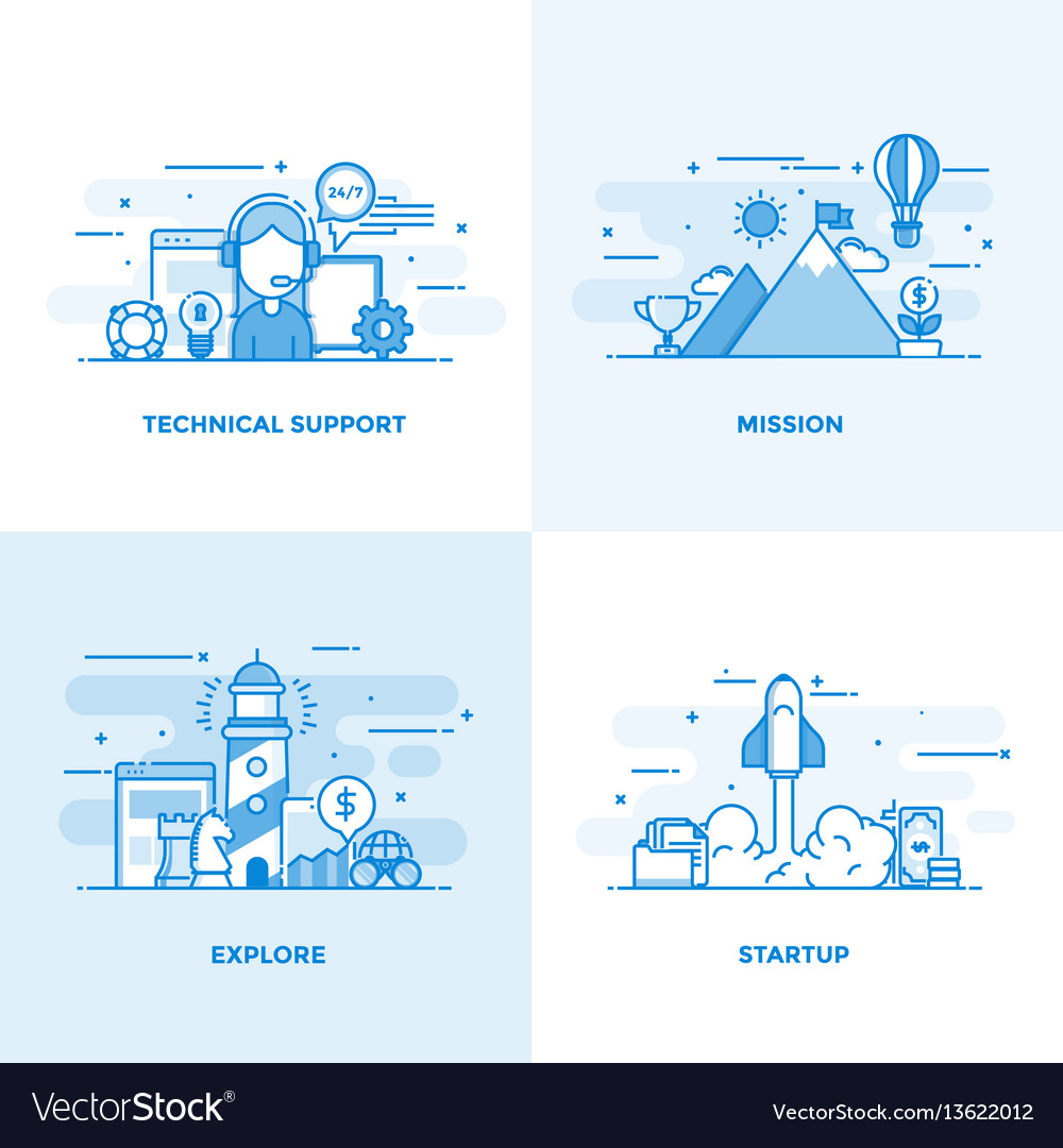 Flat line designed concepts 2 Royalty Free Vector Image