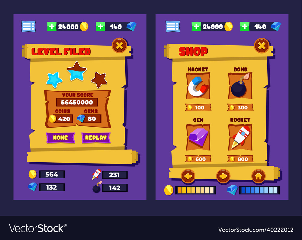 Game template gui kit interface log in page Vector Image