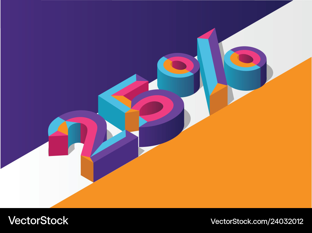 Isometric 25 percent off 3d sale background Vector Image