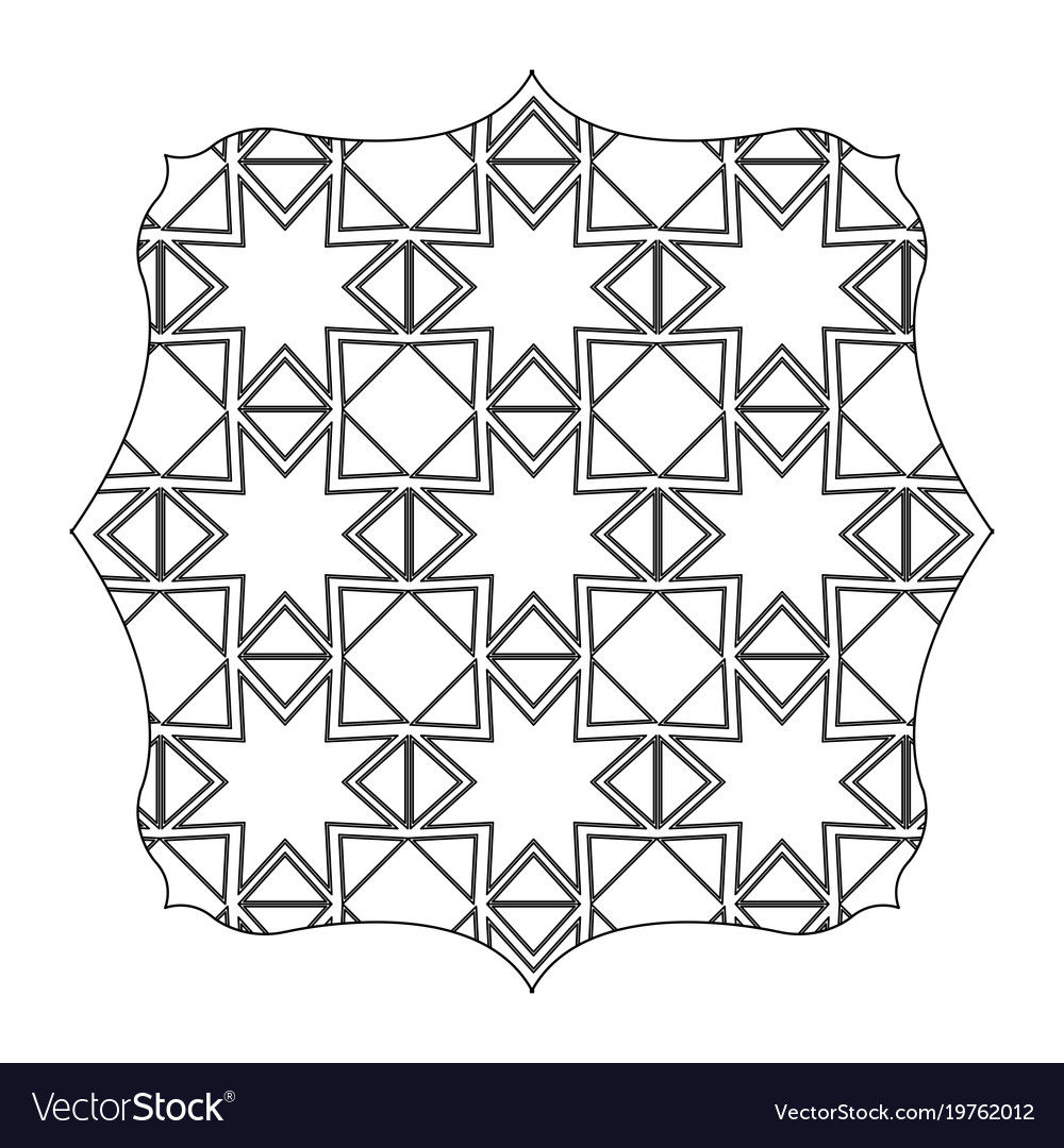 Line square with pattern abstract shapes Vector Image
