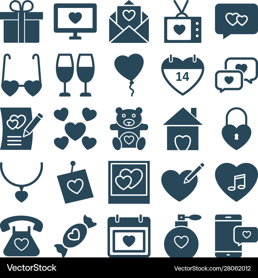 Love and romance icons set which can easil Vector Image