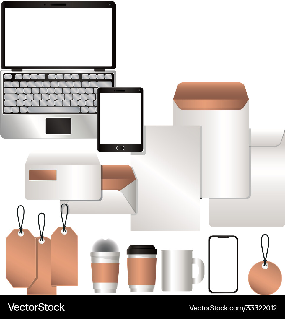 Mockup laptop tablet smartphone and corporate Vector Image