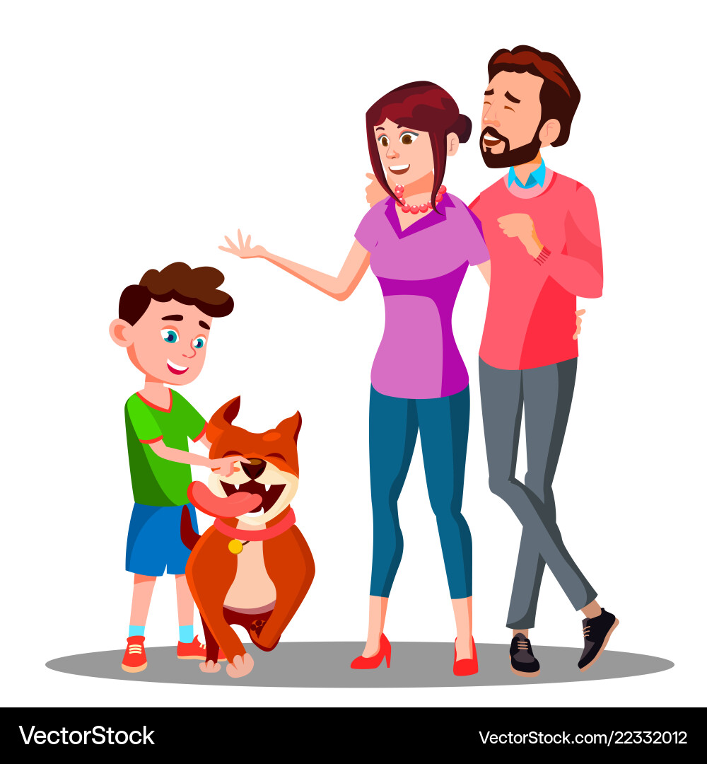Parents present a dog to a child isolated Vector Image