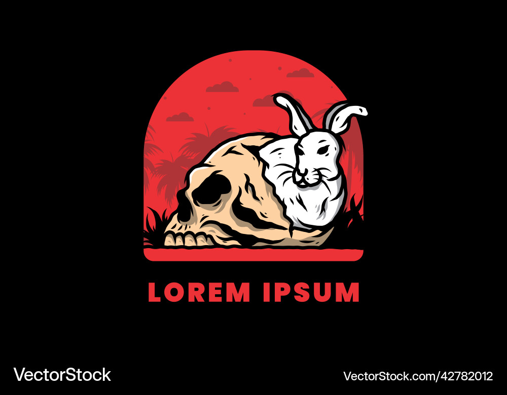 Rabbit hiding inside human skull Royalty Free Vector Image