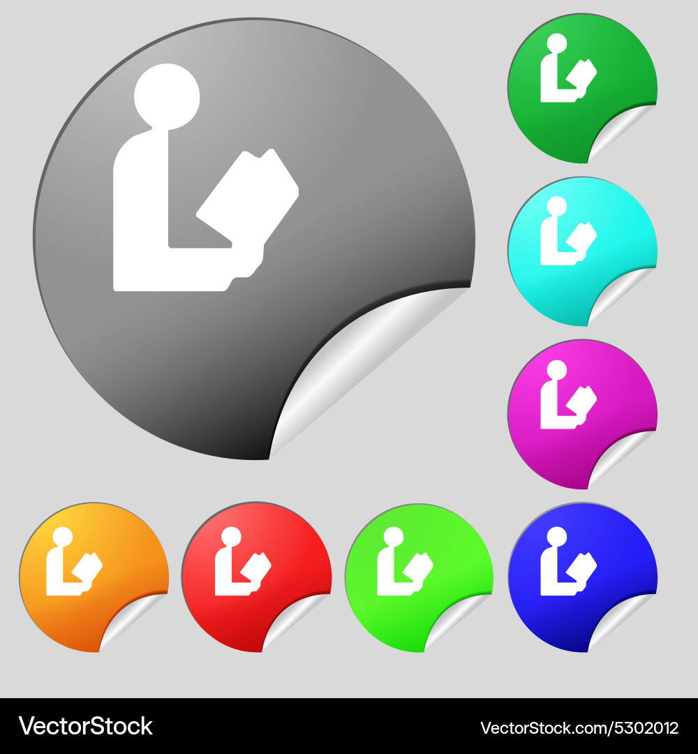 Read a book icon sign set of eight multi colored Vector Image