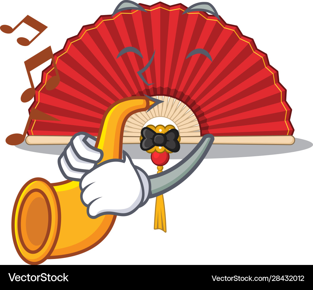 Supper cool chinese folding fan cartoon character Vector Image