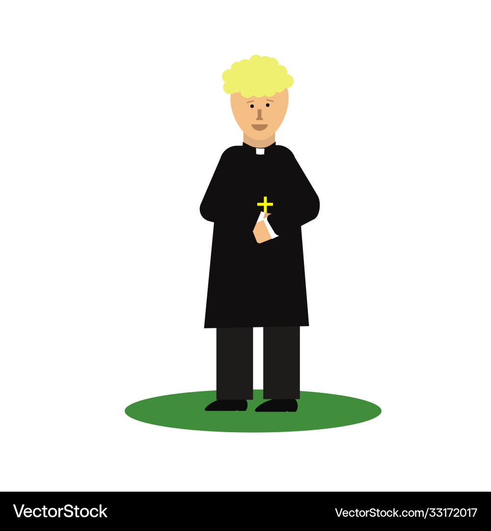 Catholic priest pastor reads prayer holds cross Vector Image