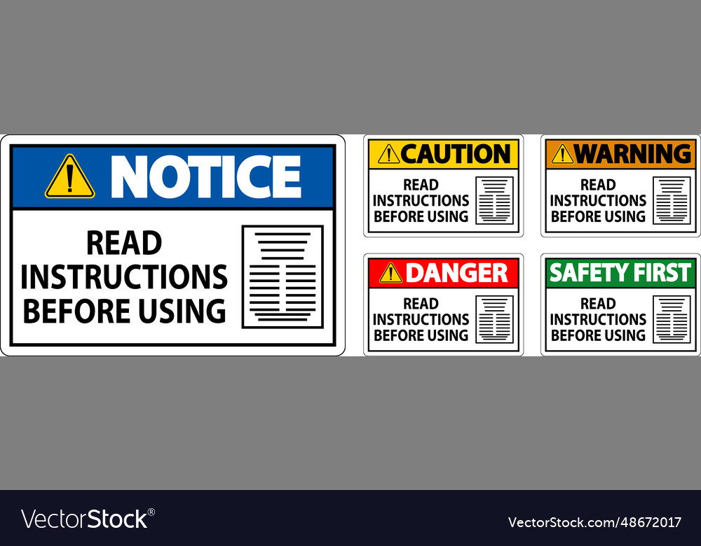 Caution machine sign read instructions before Vector Image