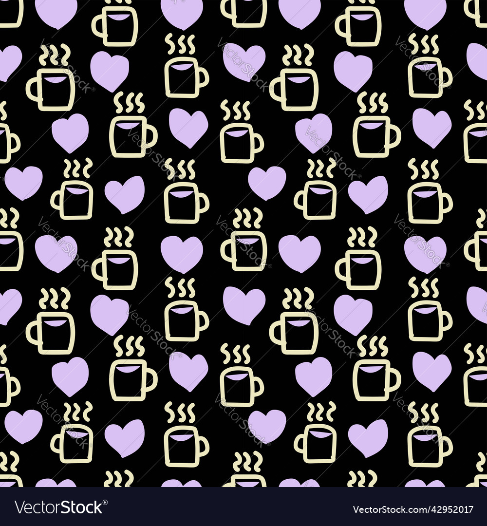 Coffee cups seamless pattern design Royalty Free Vector