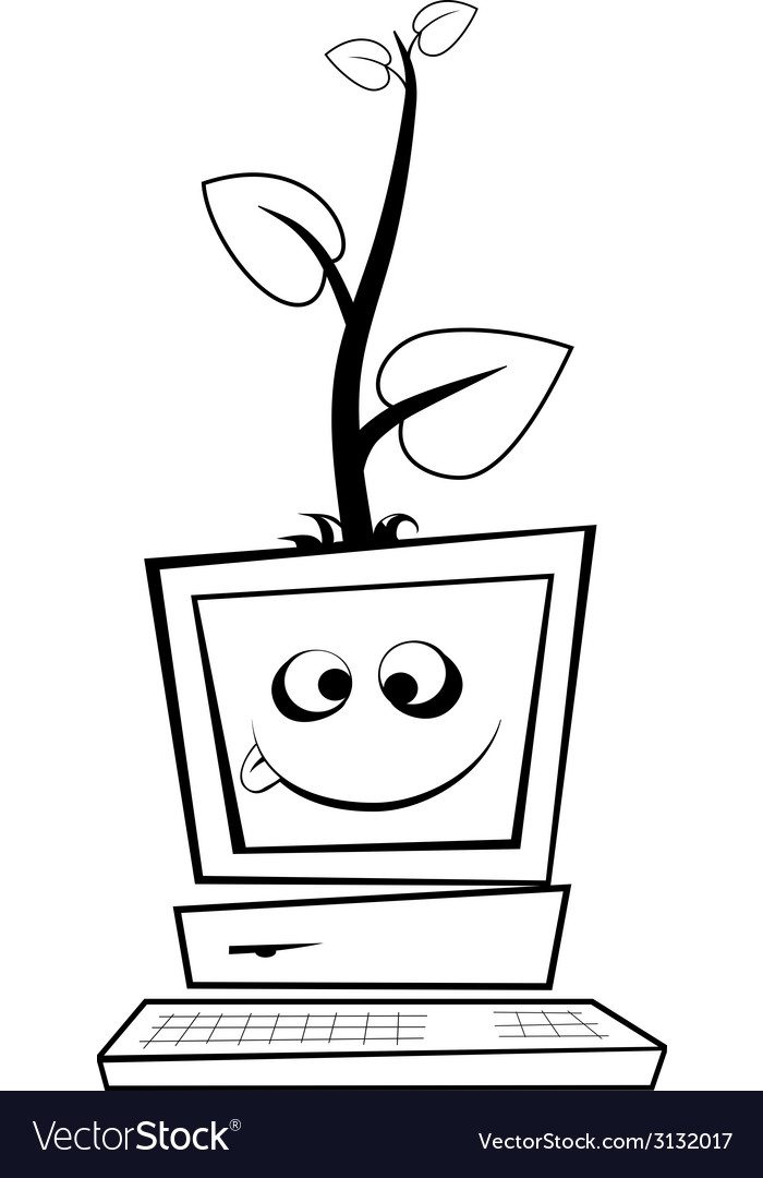 Computer bw Royalty Free Vector Image - VectorStock