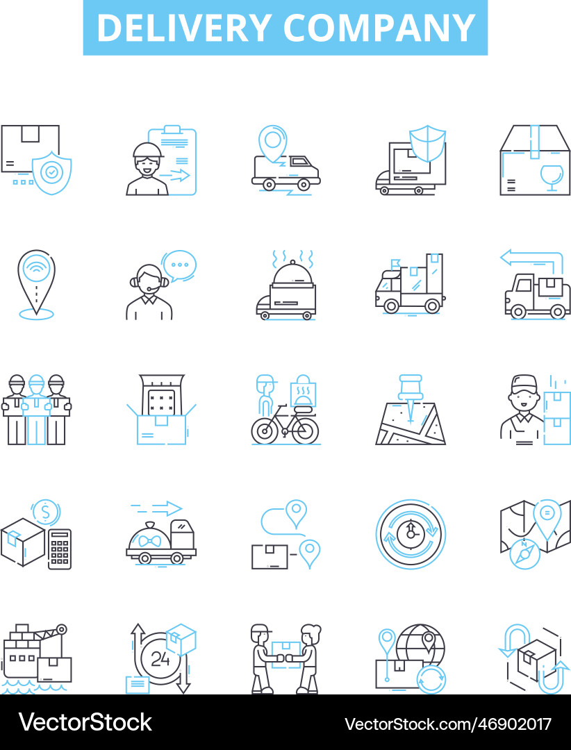 Delivery company line icons set Royalty Free Vector Image