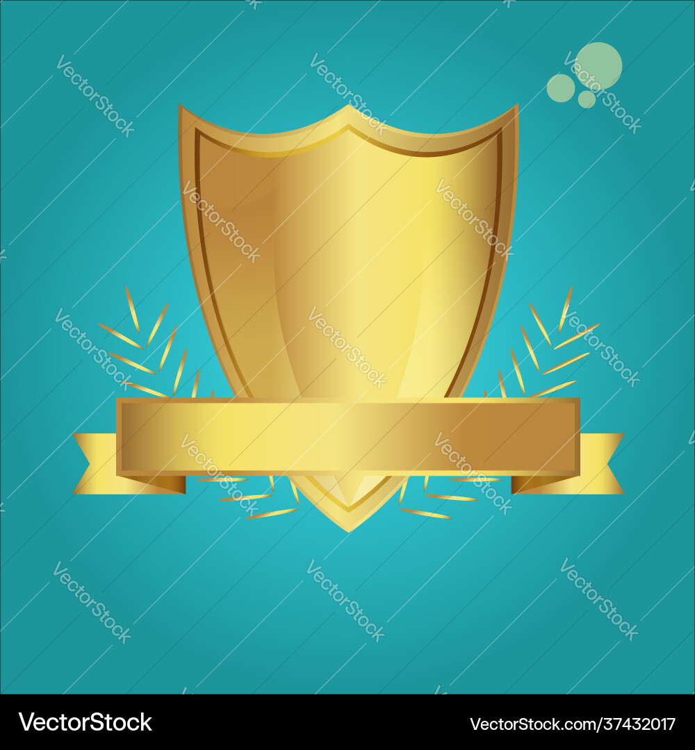 Golden shield premium quality design Royalty Free Vector