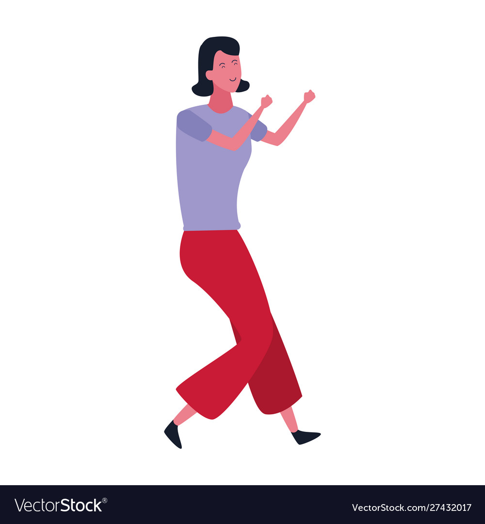 Happy Woman Dancing Icon Flat Colorful Design Vector Image