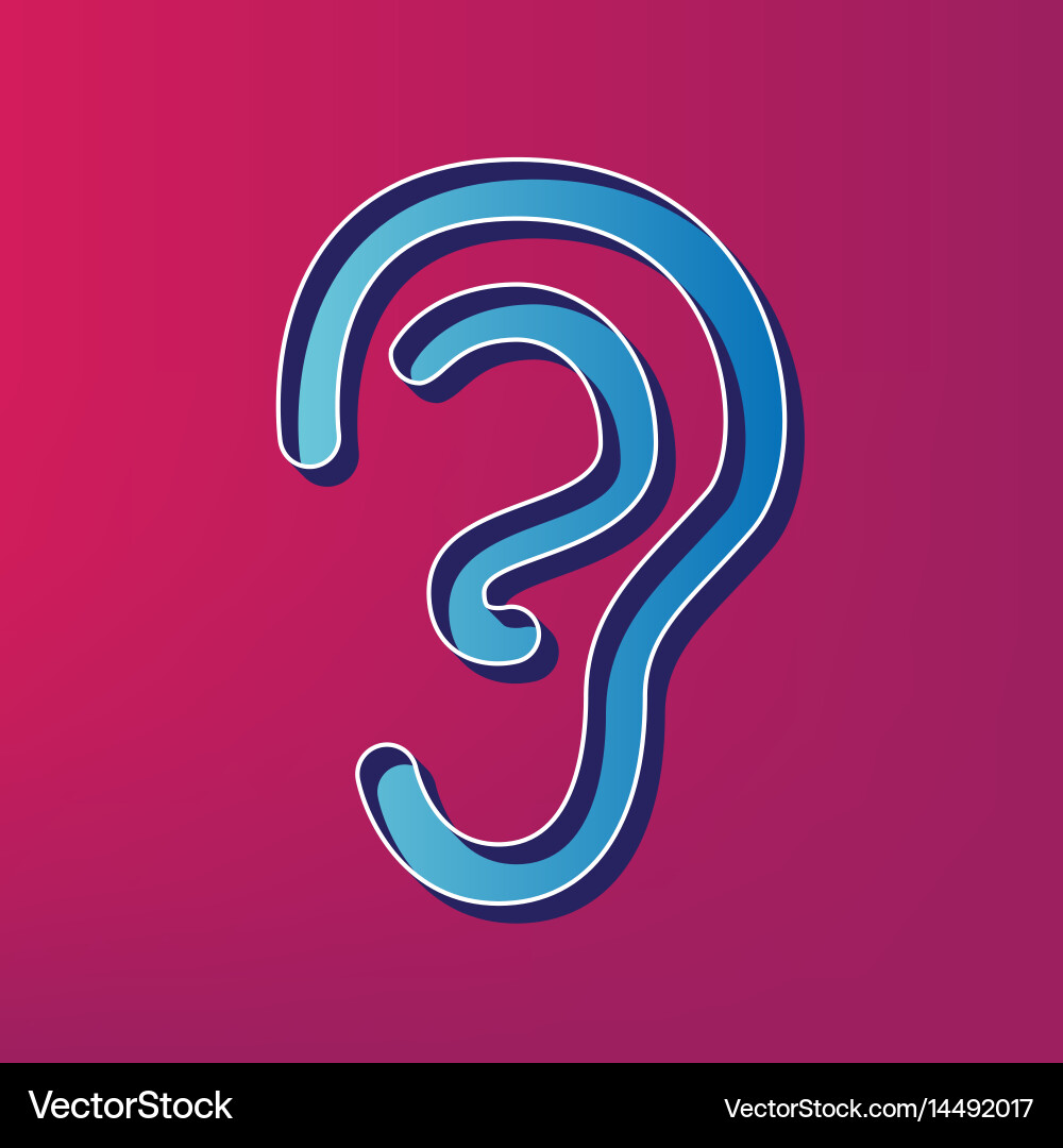 Human anatomy ear sign blue 3d printed Royalty Free Vector