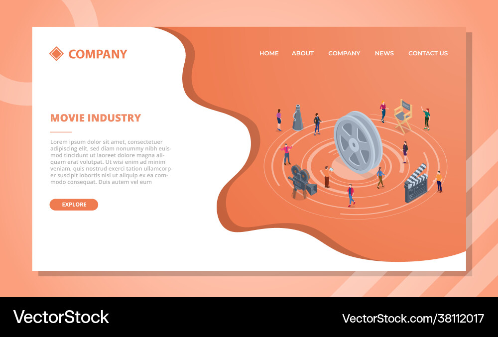Movie industry concept for website template Vector Image