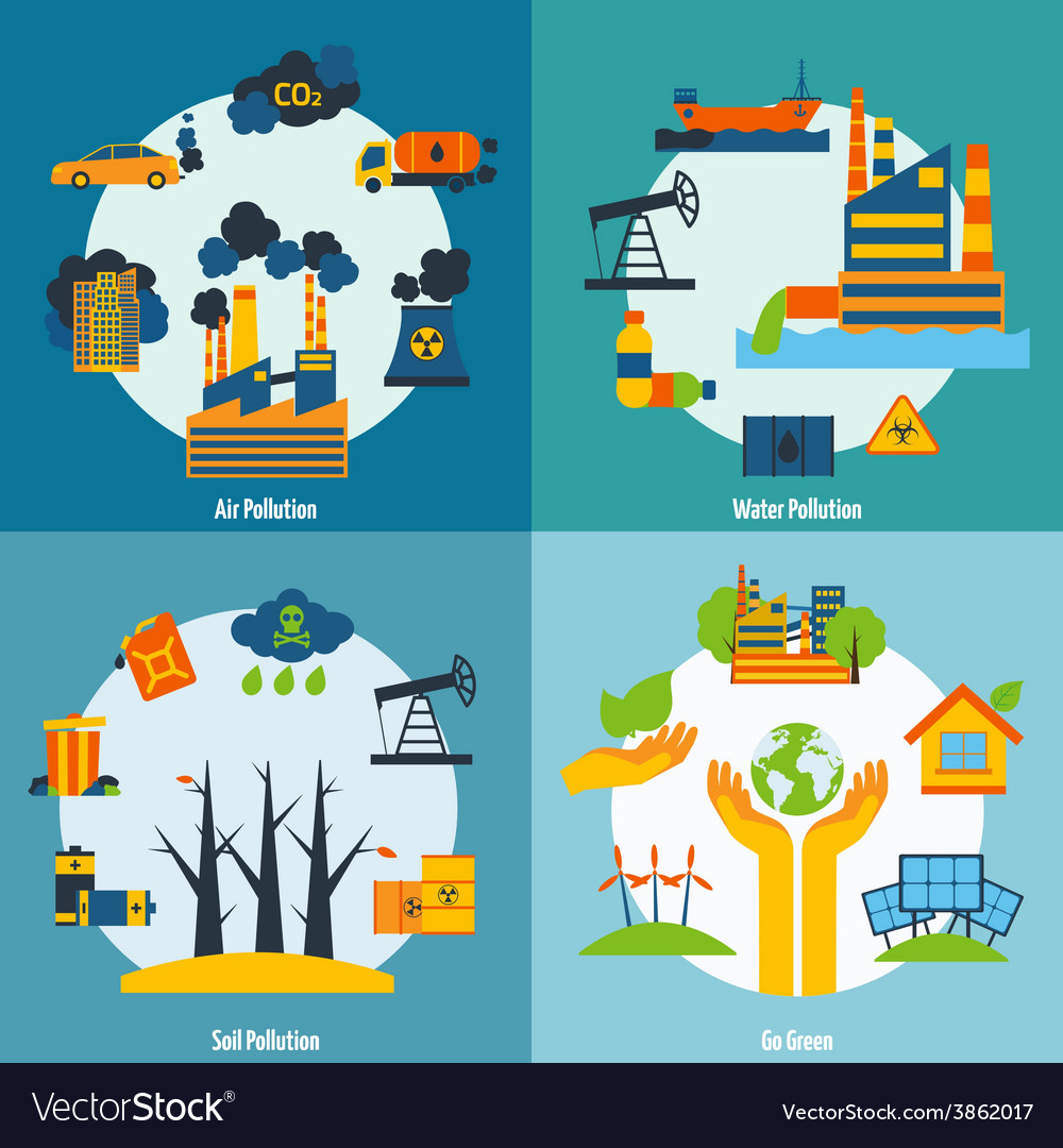 Pollution And Ecology Set Royalty Free Vector Image
