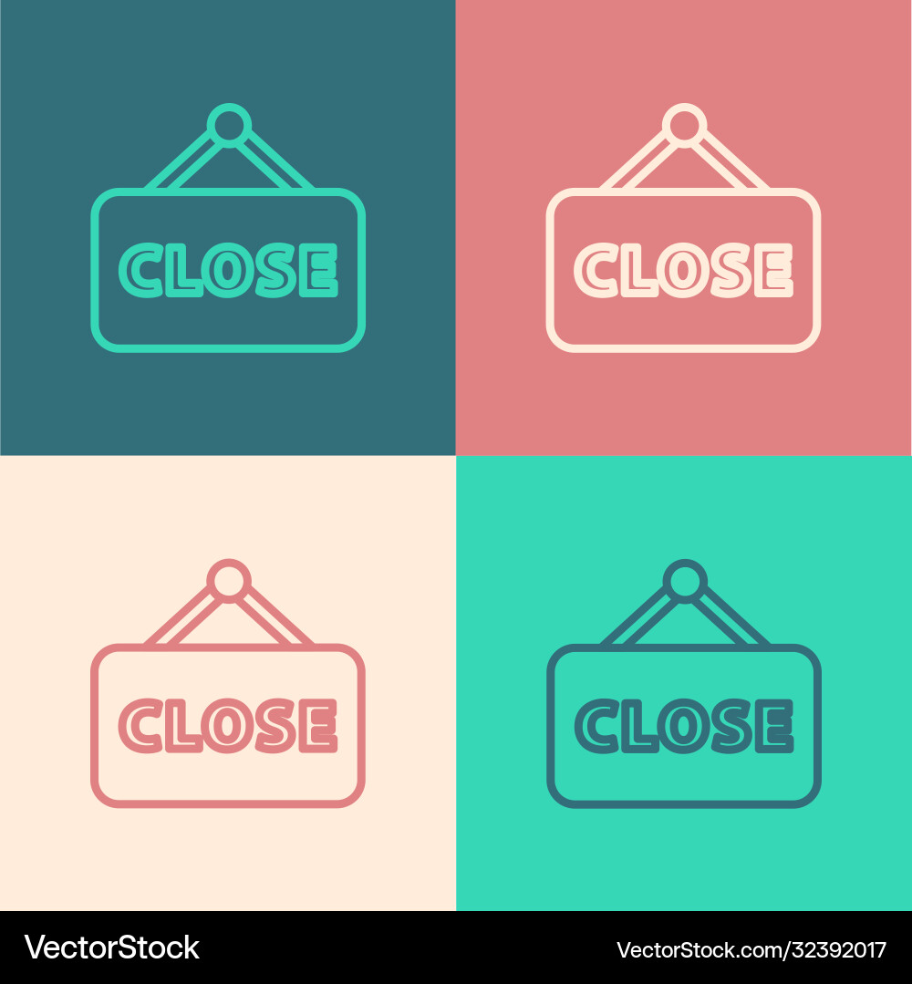 Pop art line hanging sign with text closed icon Vector Image