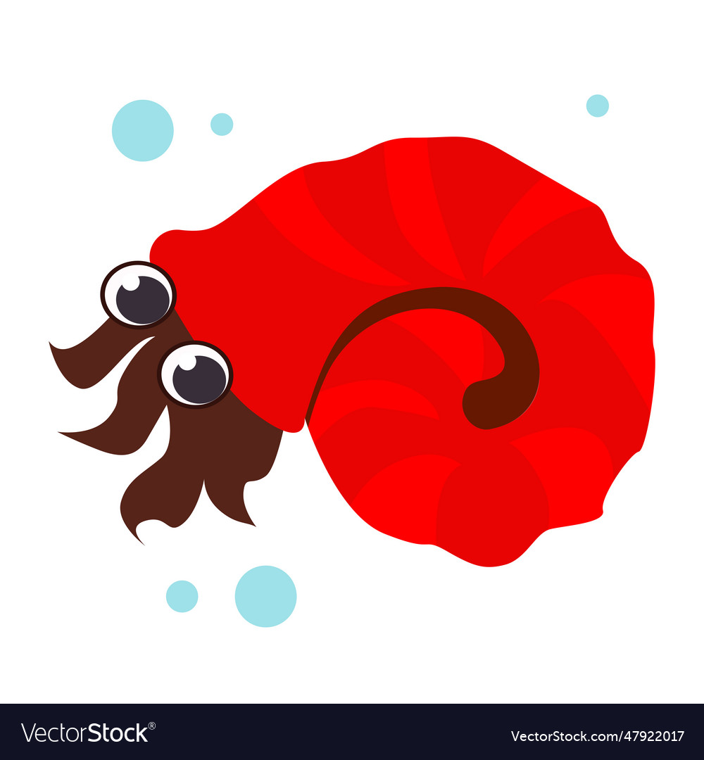 Shellfish with red shell flat icon Royalty Free Vector Image