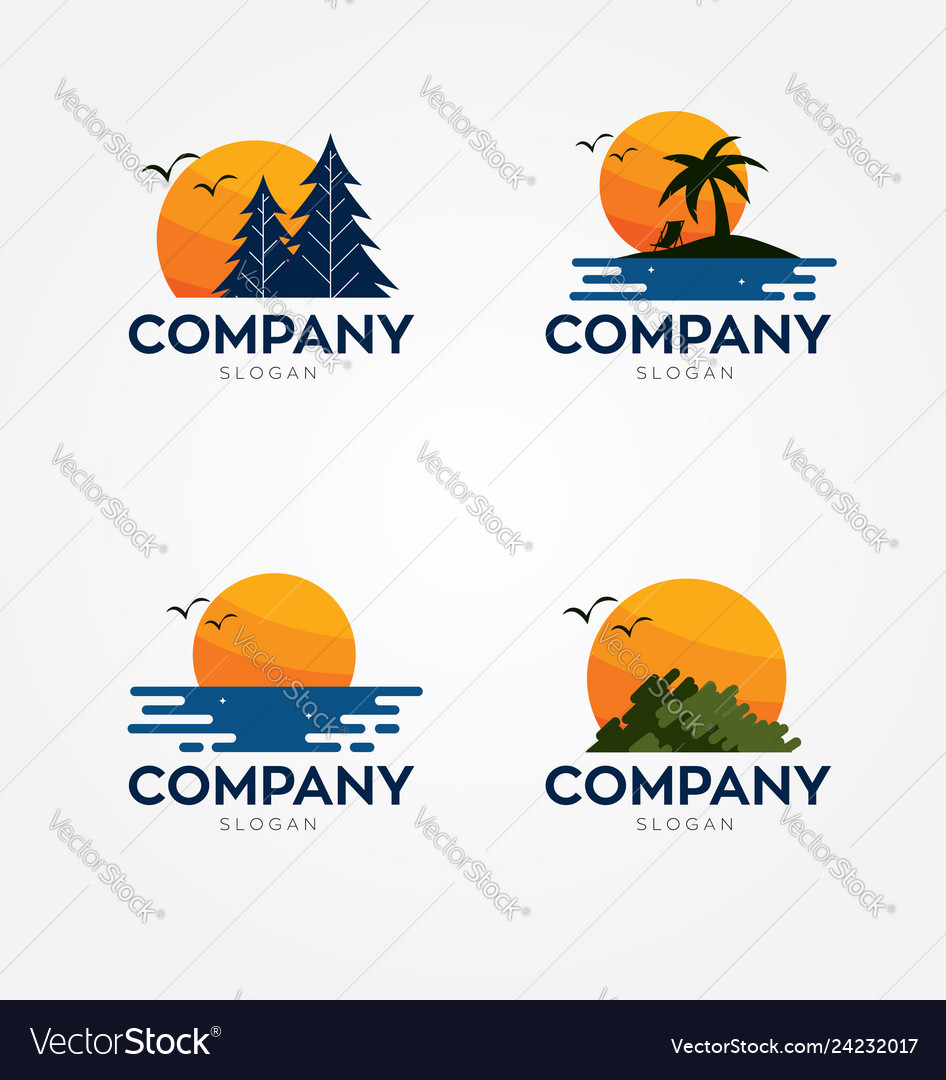 Sunset logos Royalty Free Vector Image - VectorStock