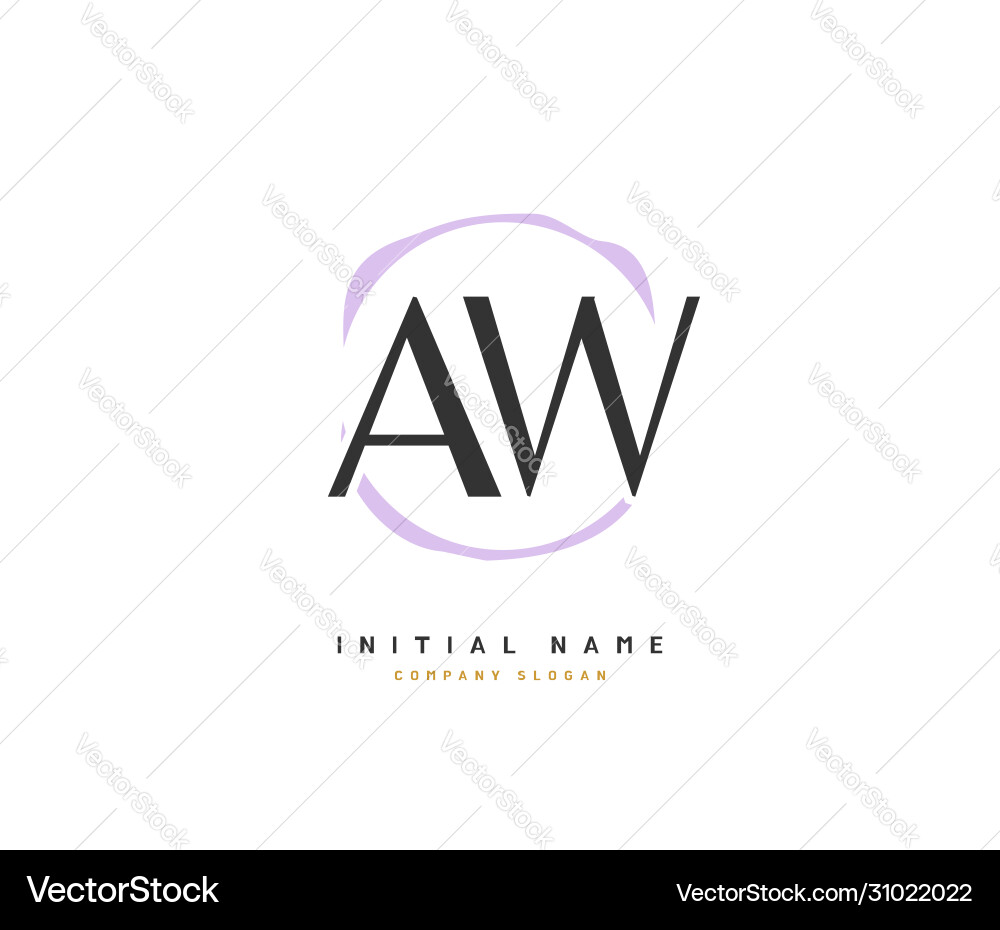 A w aw beauty initial logo handwriting Royalty Free Vector