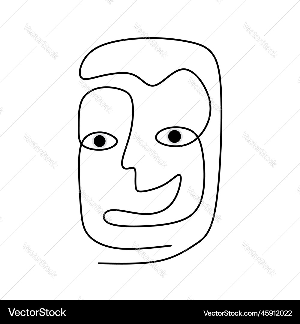 Abstract poster with minimal man face happy Vector Image