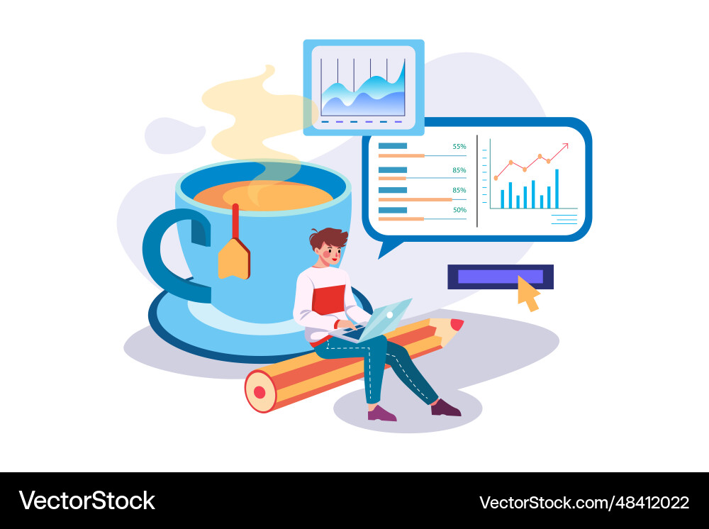 Businessman working on laptop Royalty Free Vector Image