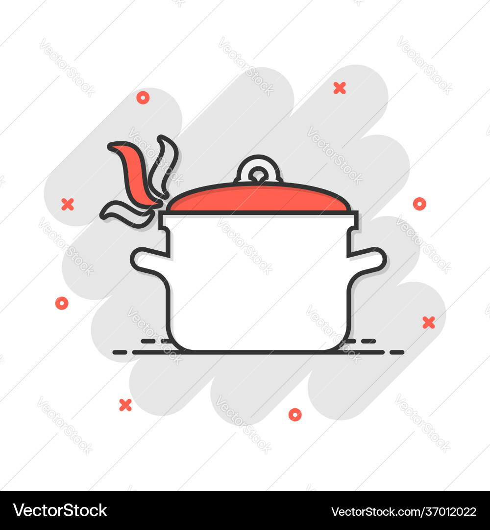Cartoon cooking pan icon in comic style kitchen Vector Image