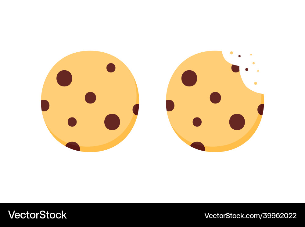 Chocolate chip cookies icons Royalty Free Vector Image