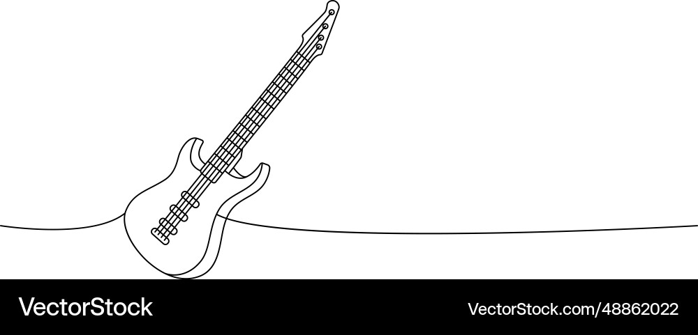 Electric bass guitar string instrument one line Vector Image