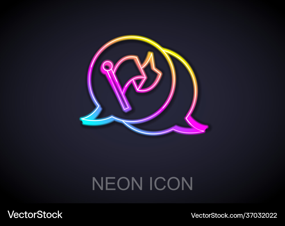 Glowing neon line flag icon isolated on black Vector Image