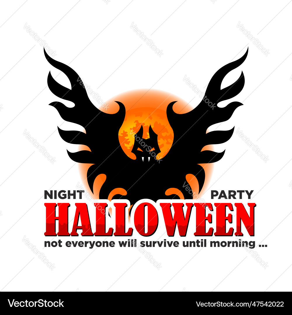 Halloween night party logo Royalty Free Vector Image