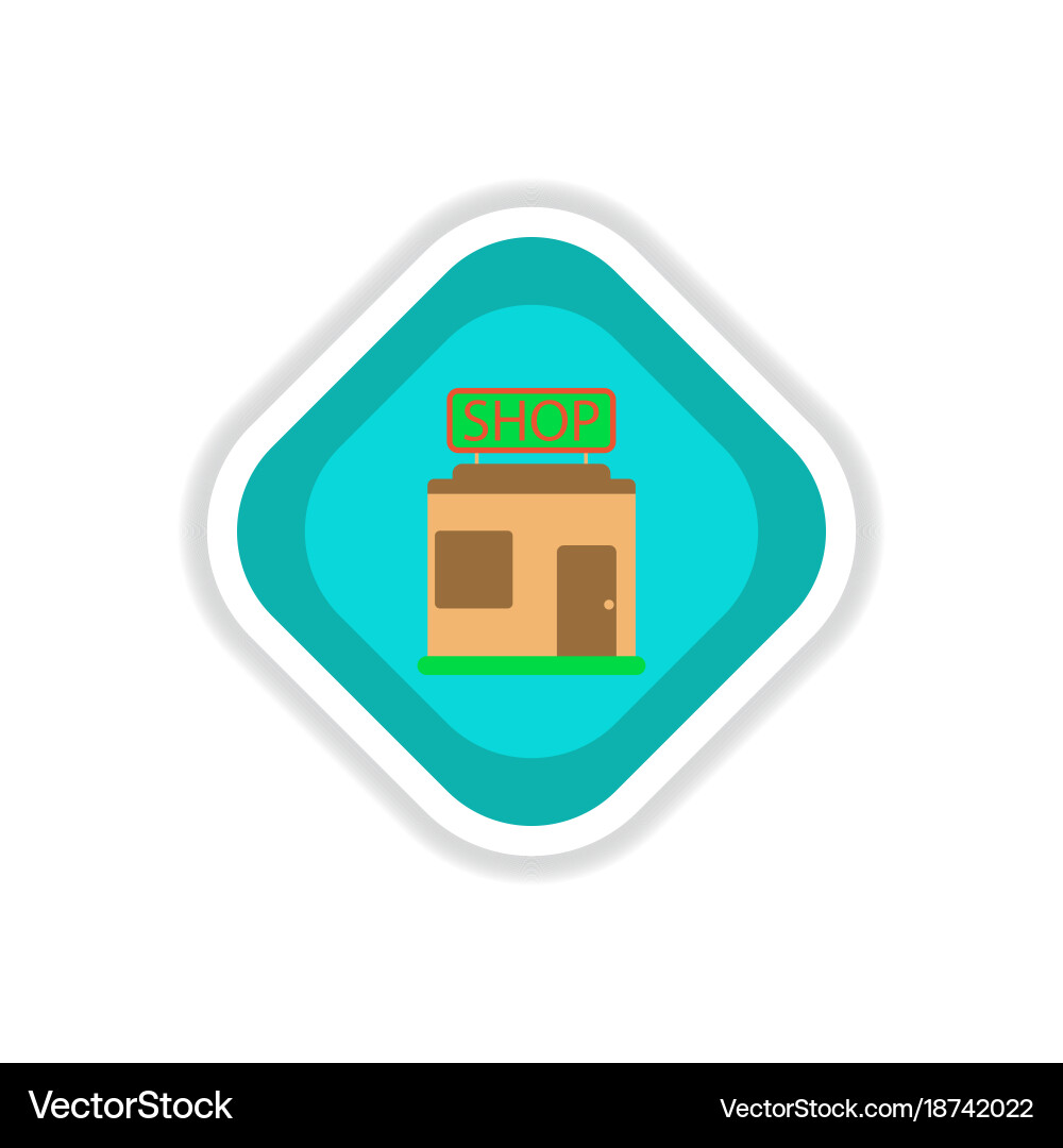 Paper sticker on white background shop Royalty Free Vector