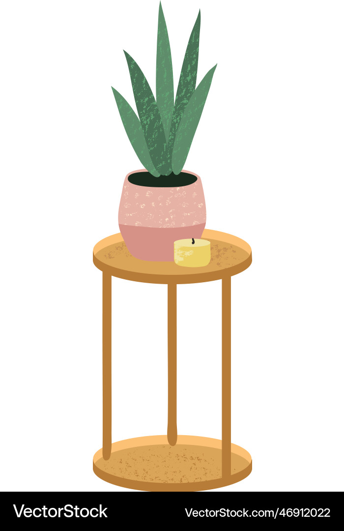 Plant and candle on table for home interior Vector Image