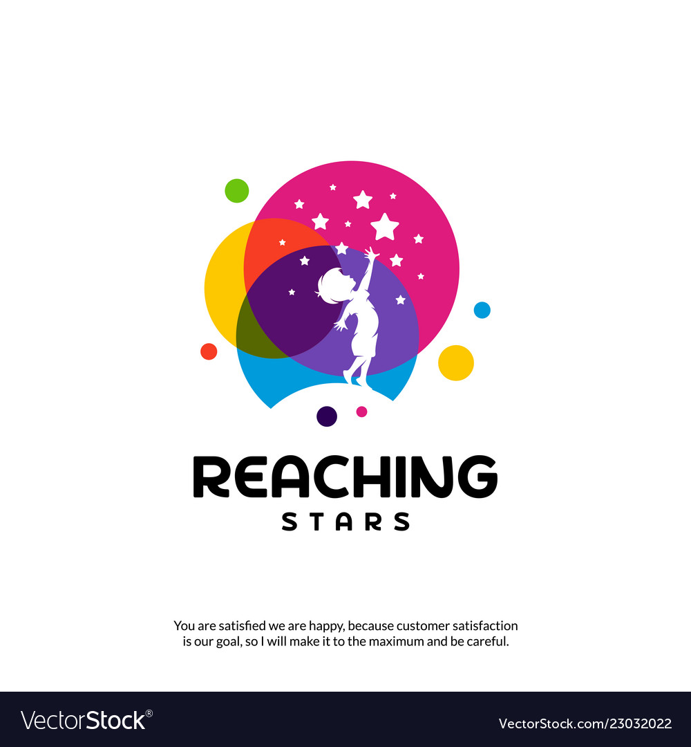 Reaching stars logo design template dream star Vector Image