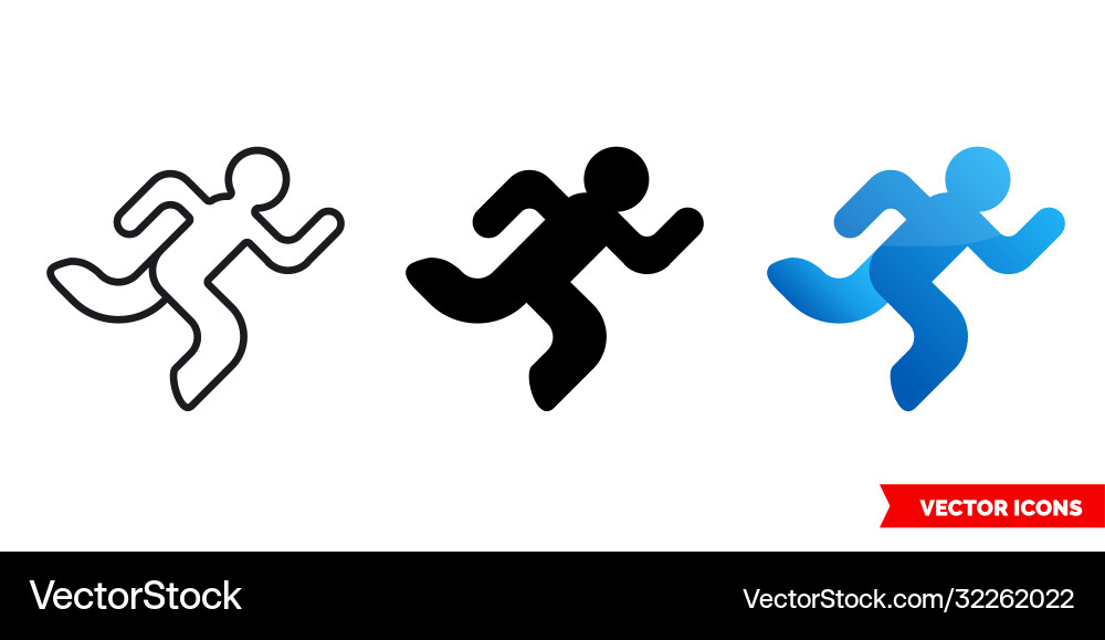 Run icon 3 types isolated sign symbol Royalty Free Vector