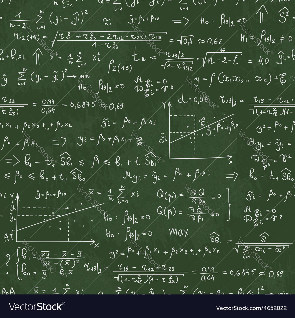 School seamless doodle pattern with math formulas Vector Image