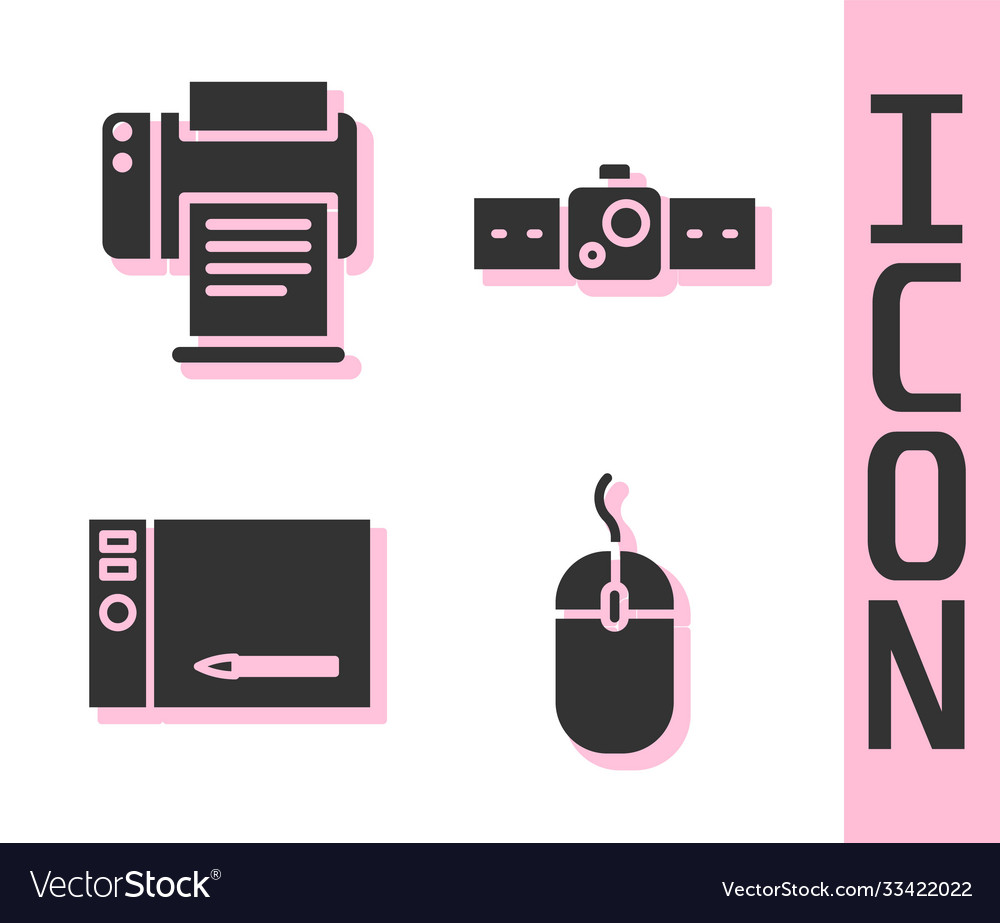 Set computer mouse printer graphic tablet Vector Image