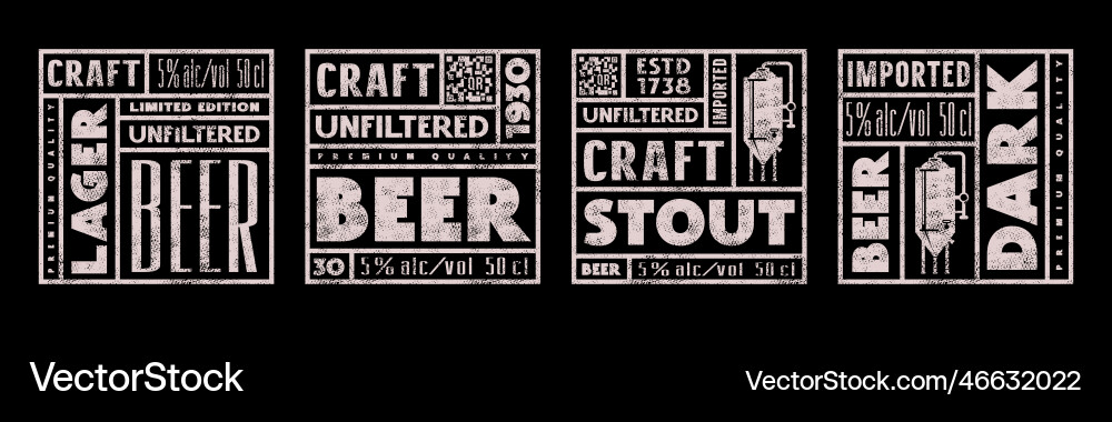 Set of template square label for craft beer Vector Image