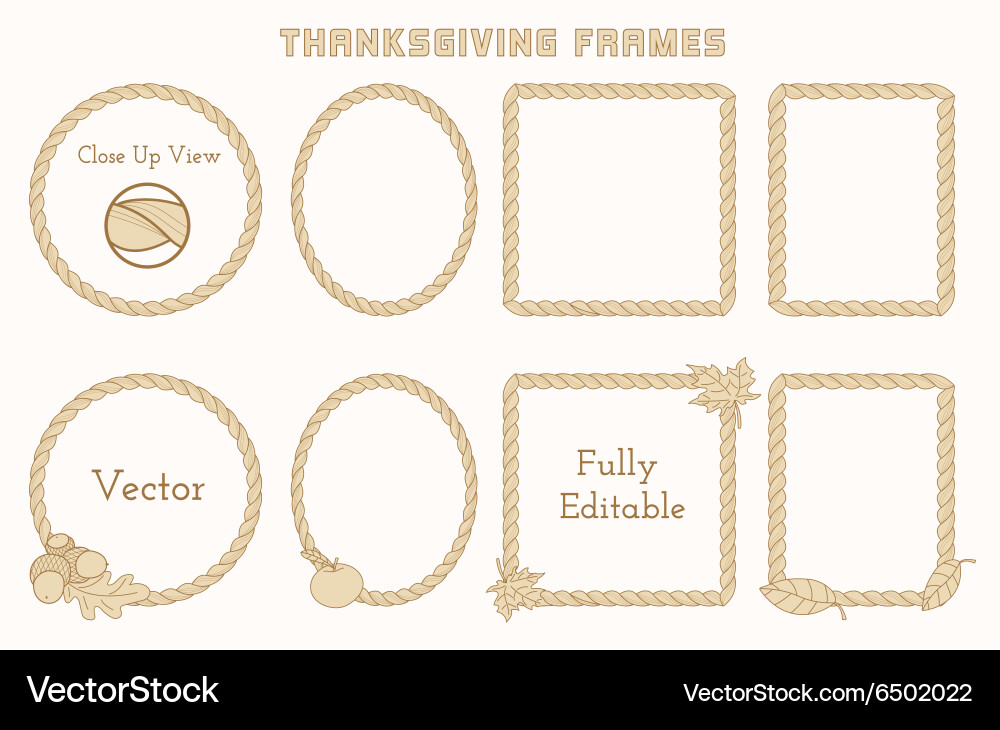 Set of thanksgiving frames with hand drawn Vector Image
