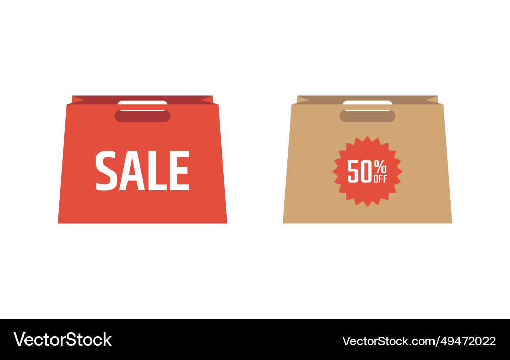 Shopping paper bag icon set purchase package Vector Image