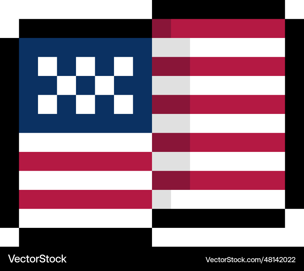 United states flag pixel art tiny icon waving Vector Image