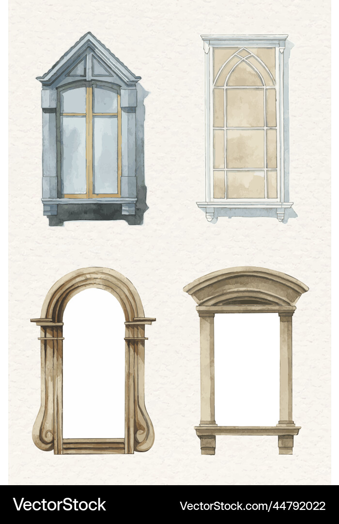Vintage european window architecture set Vector Image