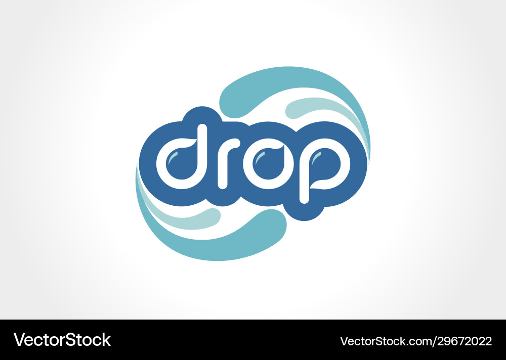 Water drop word text logo free icon Royalty Free Vector