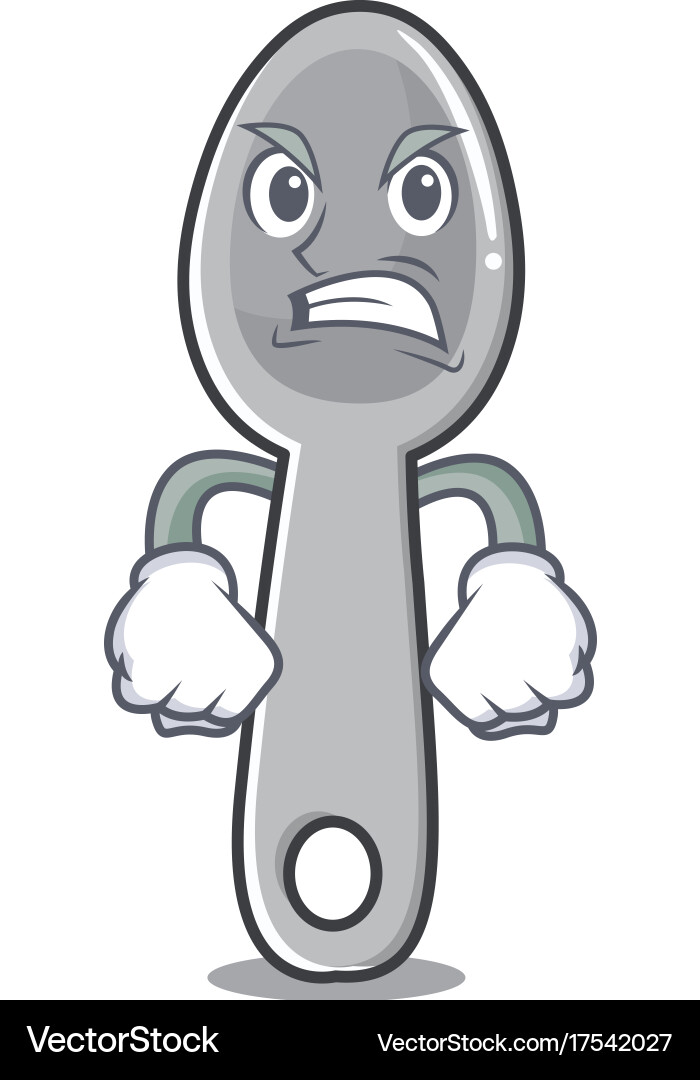 Angry spoon character cartoon style Royalty Free Vector