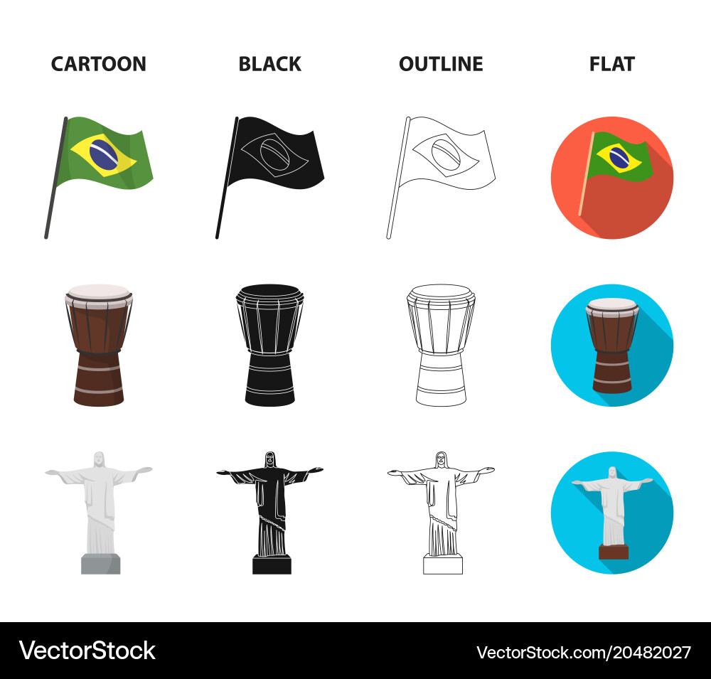Brazil country flag drum set Royalty Free Vector Image