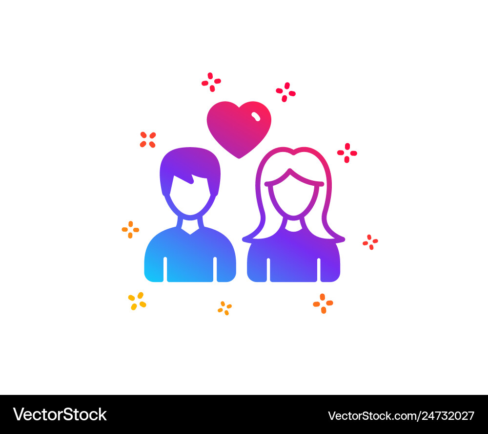 Couple icon users with heart sign Royalty Free Vector Image