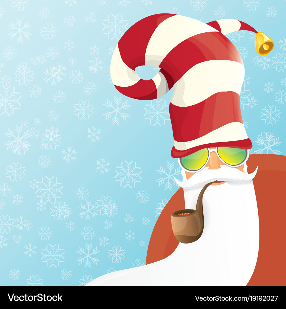 Dj santa claus with smoking pipe Royalty Free Vector Image