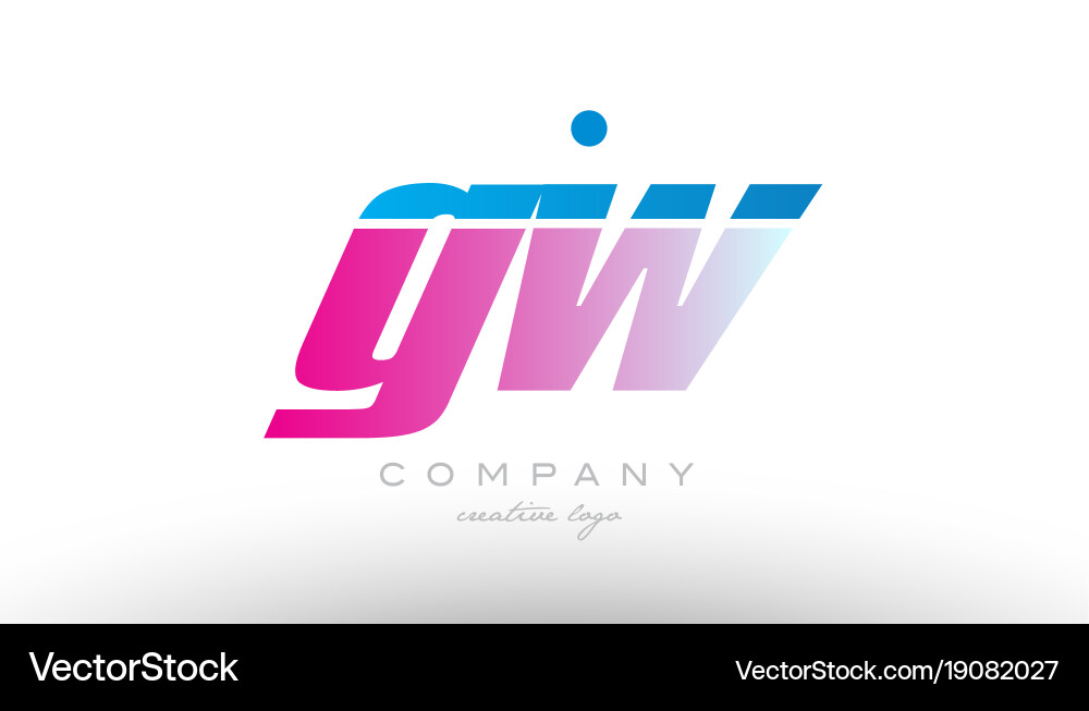 Gw g w alphabet letter combination pink blue bold Vector Image