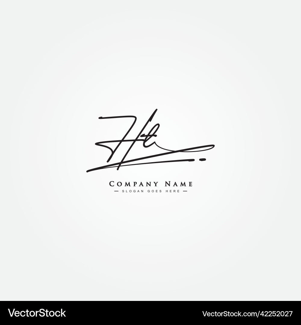 Initial letter ht logo - hand drawn signature Vector Image