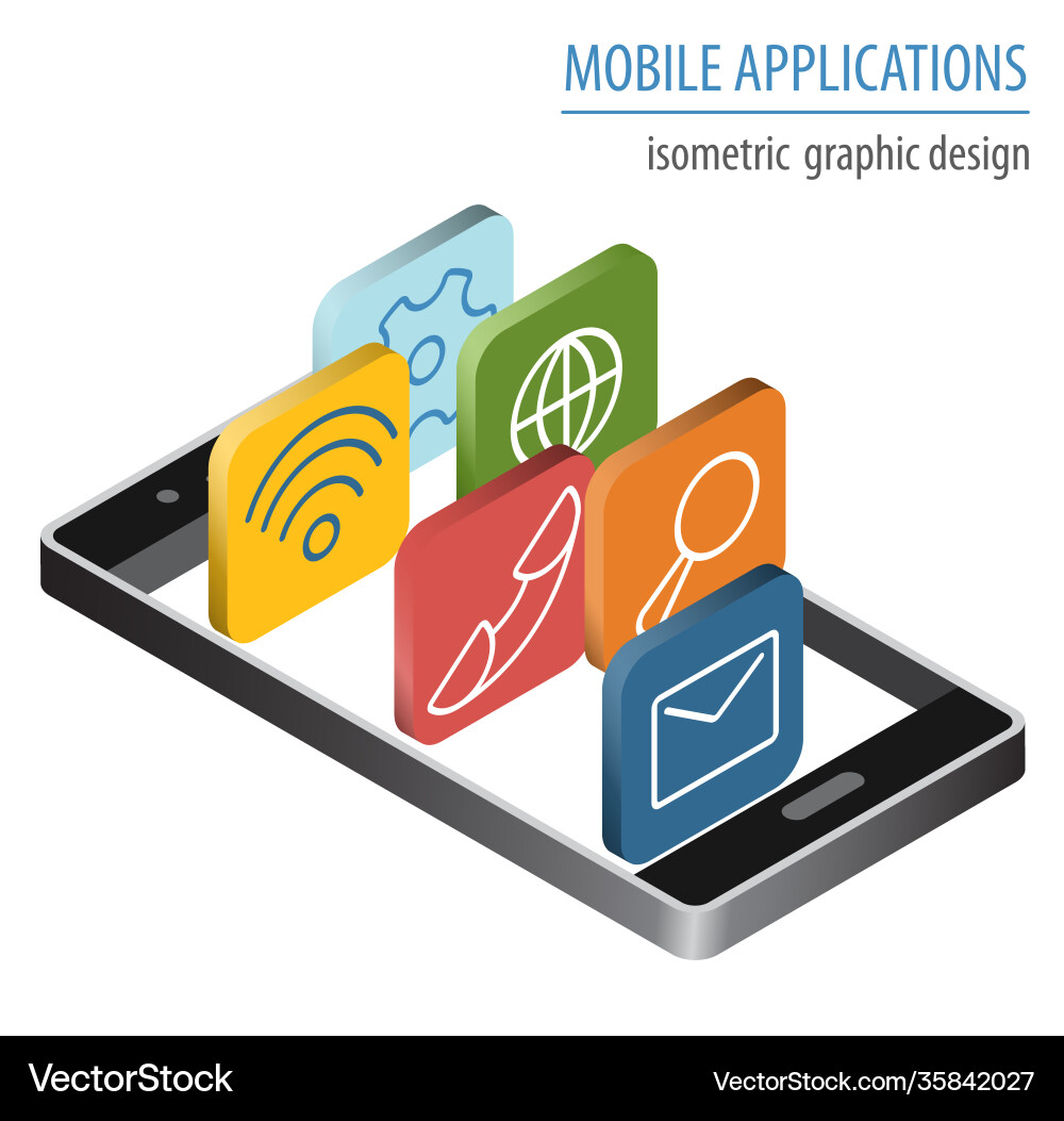 Mobile Applications Technology Isometric Vector Image